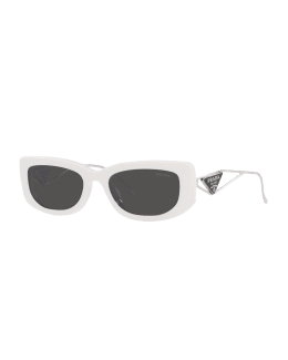 Prada Triangle Logo Square Acetate & Metal Sunglasses | Neiman Marcus