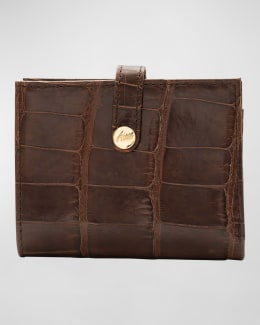 Abas Mini Polished Matte Alligator Bifold Wallet | Neiman Marcus