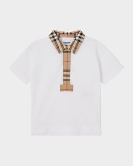 Burberry Boy's Johane Check Collar EKD Polo Shirt, Size 6M-2 | Neiman Marcus