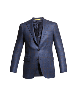 Canali Men's Windowpane Wool Sport Jacket | Neiman Marcus
