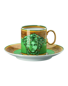 Versace Medusa Amplified Orange Coin Tea Cup and Saucer | Neiman Marcus