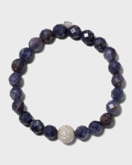 Sydney Evan Sun and Moon Medallion Charm on Round Lapis Beaded Bracelet ...