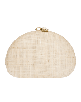 Rafe Berna Flower-Embroidered Straw Clutch Bag | Neiman Marcus