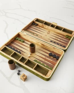 AERIN Lacquer Raffia Backgammon Set | Neiman Marcus