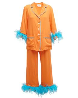 Sleeper Feather-Trim Party Pajama Set | Neiman Marcus
