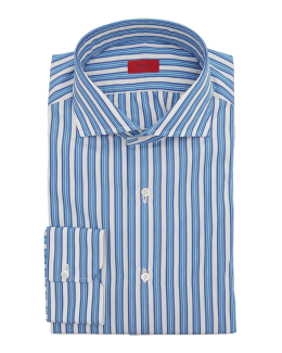 Brioni Men's French Cuff Stripe Dress Shirt | Neiman Marcus