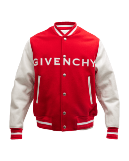 Givenchy Men's Wool-Leather Logo Varsity Jacket | Neiman Marcus