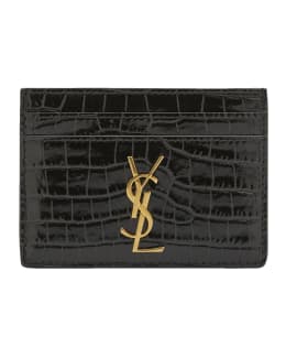 Saint Laurent YSL Monogram Envelope Flap Card Case in Python-Embossed ...