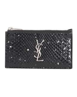 Saint Laurent YSL Monogram Envelope Flap Card Case in Python-Embossed ...