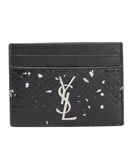 Saint Laurent YSL Monogram Envelope Flap Card Case in Python-Embossed ...