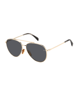 David Beckham Men's Metal Double-Bridge Aviator Sunglasses | Neiman Marcus