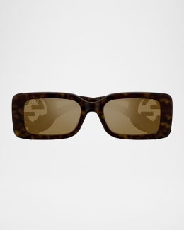 Gucci Rectangle Acetate Sunglasses | Neiman Marcus
