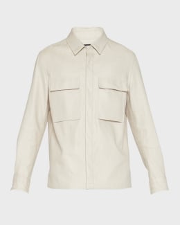Vince Men's Melange Linen-Blend Overshirt | Neiman Marcus
