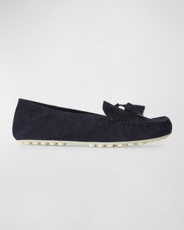 Loro Piana Leather Tassel Moccasin Driver Loafers | Neiman Marcus