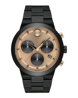 Movado Men's Bold Verso Chronograph Black IP Steel Bracelet Watch, 44mm ...