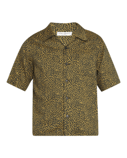 Ksubi Men's Big Kat Colorblock Leopard Resort Shirt | Neiman Marcus