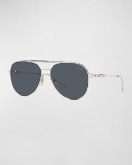 Versace Men's Double-Bridge Metal Aviator Sunglasses | Neiman Marcus