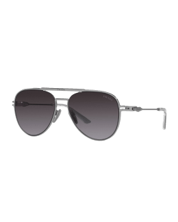 Prada Men's Metal Double Bridge Pilot Sunglasses | Neiman Marcus