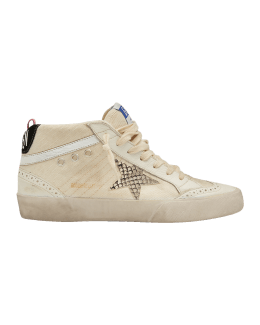 Golden Goose Mid Star Leather Wing-Tip Sneakers | Neiman Marcus