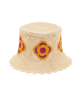 D'Estree Bob Color-Block Raffia Bucket Hat | Neiman Marcus