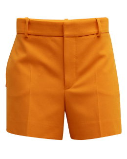 Halston Lennon Pleated High-Rise Crepe Shorts | Neiman Marcus