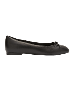 Bernardo Gwynn Leather Bow Ballerina Flats | Neiman Marcus