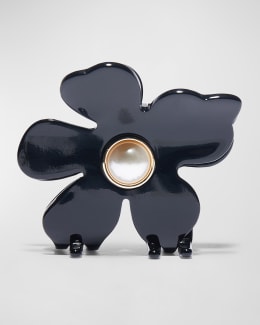 Lele Sadoughi Simone Embroidered Bow Claw Clip | Neiman Marcus