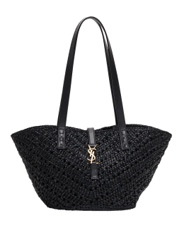 Saint Laurent Panier Medium YSL Tote Bag in Raffia | Neiman Marcus