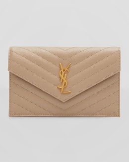 Saint Laurent YSL Monogram Large Wallet on Chain in Smooth Leather ...