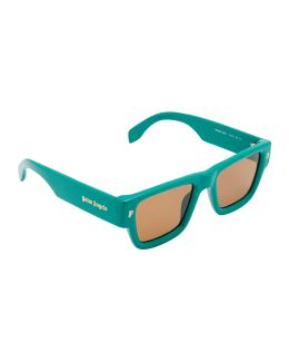 Palm Angels Raymond Havana Square Acetate Sunglasses | Neiman Marcus