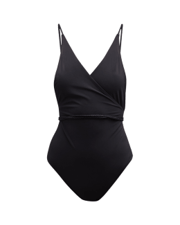 Toteme Deep V-Neck One-Piece Swimsuit | Neiman Marcus