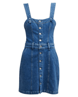 Veronica Beard Jeans Trisha Denim Button-Front Mini Dress | Neiman Marcus