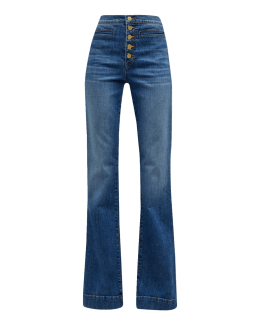 Versace Jeans Couture Low-Rise V Waistband Flare Jeans | Neiman Marcus