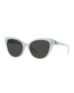 KHAITE x Oliver Peoples 1983C White Acetate & Crystal Cat-Eye Sunglasses | Neiman Marcus