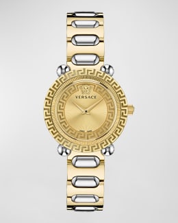 Versace 35mm Greca Time Watch with Bracelet Strap, Two-Tone | Neiman Marcus