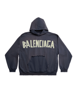 Balenciaga Men's Tape Type Ripped Pocket Zip Up Hoodie Large Fit ...