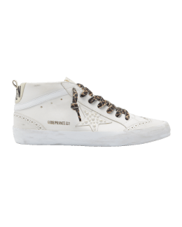 Golden Goose Mid Star Leather Wing-Tip Sneakers | Neiman Marcus