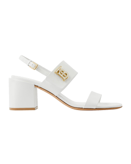 Burberry Virginia Leather Monogram Slingback Sandals | Neiman Marcus