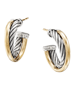 David Yurman Crossover Hoop Earrings in Silver with 18K Gold, 22mm ...