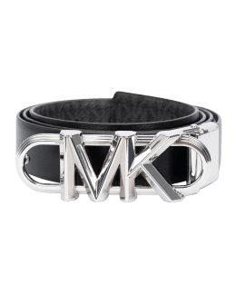 Michael Kors MK Logo Brown Leather Belt | Neiman Marcus