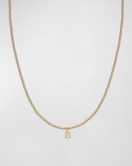 Zoe Lev Jewelry 14K Gold Diamond Mini Script Initial Pendant Necklace ...