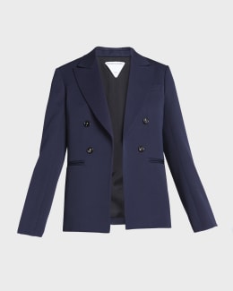 Balmain 6-Button Crepe Double-Breasted Jacket | Neiman Marcus