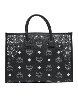 MCM Munchen Small Visetos Monogram Tote Bag | Neiman Marcus