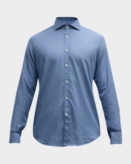 Brunello Cucinelli Men's Cotton Twill Sport Shirt | Neiman Marcus