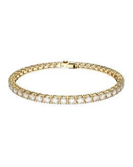 SWAROVSKI Matrix Rhodium-Plated Round-Cut Pink Crystal Tennis Bracelet ...