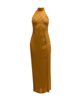 A.L.C. Iggy Plaid Draped High-Neck Maxi Dress | Neiman Marcus