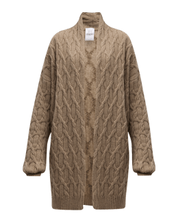 TSE Cashmere Recycled Cashmere Cable-Knit Fringe Cardigan | Neiman Marcus