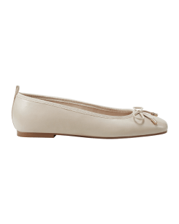 Bernardo Gwynn Leather Bow Ballerina Flats | Neiman Marcus