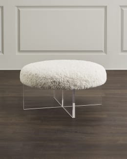 Interlude Home Charlize Faux Shearling Stool | Neiman Marcus