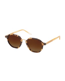 KREWE Dakota Domino Titanium & Acetate Round Sunglasses | Neiman Marcus